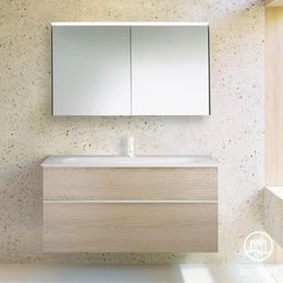 Burgbad Fiumo Badmöbel-Set Waschtisch mit Waschtischunterschrank und Spiegelschrank, SFXV122F3959C0001G0223,