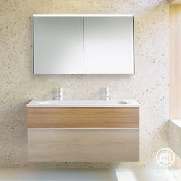 Burgbad Fiumo Badmöbel-Set Doppelwaschtisch mit Waschtischunterschrank und Spiegelschrank, SFXW122F3959FOT52C0001G0223,