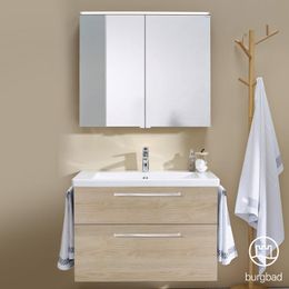 Burgbad Eqio Badmöbel-Set 1, Waschtisch mit Waschtischunterschrank und Spiegelschrank, SFAN093F3180C0001P95,