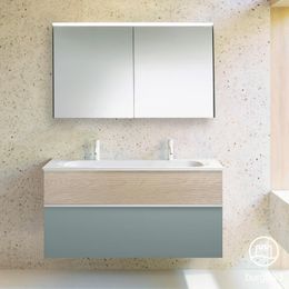 Burgbad Fiumo Badmöbel-Set Doppelwaschtisch mit Waschtischunterschrank und Spiegelschrank, SFXW122F3957FOT45C0001G0223,