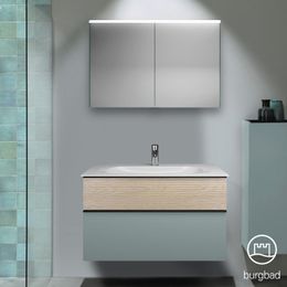 Burgbad Fiumo Badmöbel-Set Waschtisch mit Waschtischunterschrank und Spiegelschrank, SFXV102F3957FOT45C0001G0200,