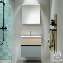 Burgbad Fiumo Badmöbel-Set Waschtisch mit Waschtischunterschrank und Spiegelschrank, SFXV062RF3957FOT45C0001G0200,