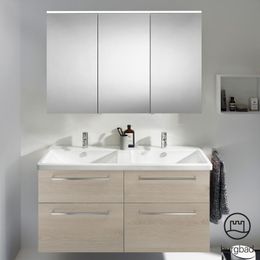 Burgbad Eqio Badmöbel-Set 5 Doppel-Waschtisch mit Waschtischunterschrank und Spiegelschrank, SFAQ123LF2632C0001P95,