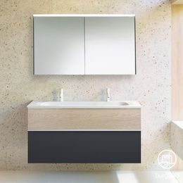 Burgbad Fiumo Badmöbel-Set Doppelwaschtisch mit Waschtischunterschrank und Spiegelschrank, SFXW122F3958FOT45C0001G0223,
