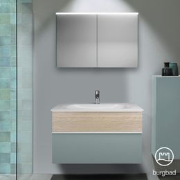 Burgbad Fiumo Badmöbel-Set Waschtisch mit Waschtischunterschrank und Spiegelschrank, SFXV102F3957FOT45C0001G0223,