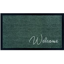 Fußmatte Welcome, Home Affaire, rechteckig, Höhe: 5 mm, Waschbar, Robust, Pflegeleicht, Rutschfest, mit Spruch, grün