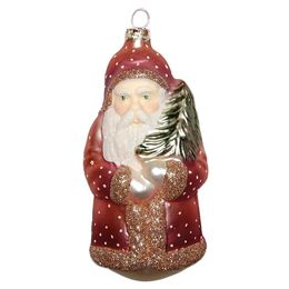 Thüringer Glasdesign Christbaumschmuck Santa mit Baum lachsfarben 12cm (1-tlg)