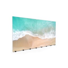Primedeco Garderobenpaneel Magnetwand und Memoboard aus Glas Meer trifft auf Sand