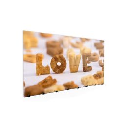 Primedeco Garderobenpaneel Magnetwand und Memoboard aus Glas Wort Liebe aus Getreide