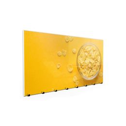 Primedeco Garderobenpaneel Magnetwand und Memoboard aus Glas Gelbe Cerealien