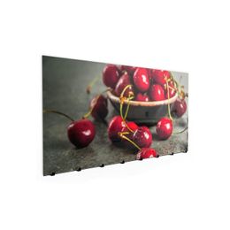 Primedeco Garderobenpaneel Magnetwand und Memoboard aus Glas Kirschen im Töpfchen