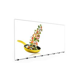 Primedeco Garderobenpaneel Magnetwand und Memoboard aus Glas Gemüse aus Pfanne