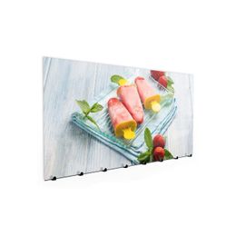 Primedeco Garderobenpaneel Magnetwand und Memoboard aus Glas Erdbeer Eis