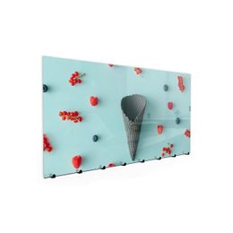 Primedeco Garderobenpaneel Magnetwand und Memoboard aus Glas Waffel umgeben von Früchten