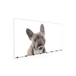 Primedeco Garderobenpaneel Magnetwand und Memoboard aus Glas Hund streckt Zunge raus