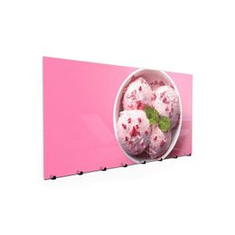 Primedeco Garderobenpaneel Magnetwand und Memoboard aus Glas Schüssel mit Erdbeereisball