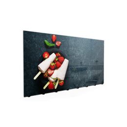 Primedeco Garderobenpaneel Magnetwand und Memoboard aus Glas Erdbeerjoghurt gefroren