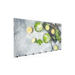 Primedeco Garderobenpaneel Magnetwand und Memoboard aus Glas Limette auf Tisch