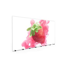 Primedeco Garderobenpaneel Magnetwand und Memoboard aus Glas Erdbeere auf Tinte
