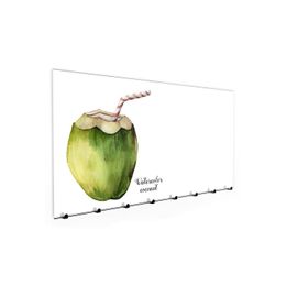 Primedeco Garderobenpaneel Magnetwand und Memoboard aus Glas Kokosnuss Drink