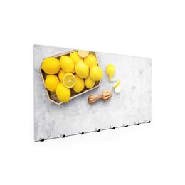 Primedeco Garderobenpaneel Magnetwand und Memoboard aus Glas Zitronen in Schale