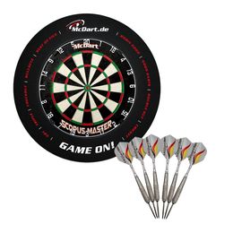 McDart Dartscheibe McDart Master Bundle mit 6 Steeldarts und GameOn Surround