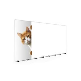Primedeco Garderobenpaneel Magnetwand und Memoboard aus Glas Katze hinter Tür