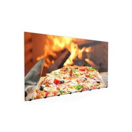 Primedeco Garderobenpaneel Magnetwand und Memoboard aus Glas Pizza aus dem Holzofen