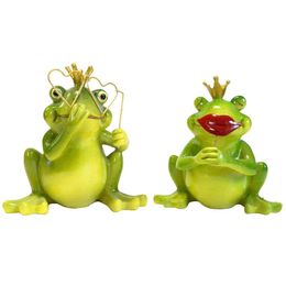 Gartenursel Dekofigur 2er Set Frosch mit Kussmund oder Brille