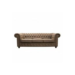 JVmoebel Chesterfield-Sofa Taupe Chesterfield Couch luxus Design Modern 3-er Sofort Neu