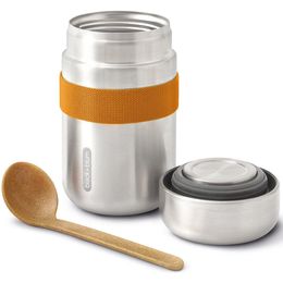 black+blum Thermobecher Food Flask, Edelstahl, hält Speisen lange heiß, auslaufsicher, inkl. Löffel, 400 ml, orange