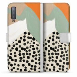 DeinDesign Handyhülle Boho Kunst Abstrakt Crazy Life Art 03 Boho, Samsung Galaxy A7 Duos (2018) Hülle Handy Flip Case Wallet Cover, weiß