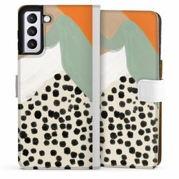 DeinDesign Handyhülle Boho Kunst Abstrakt Crazy Life Art 03 Boho, Samsung Galaxy S21+ 5G Hülle Handy Flip Case Wallet Cover, weiß