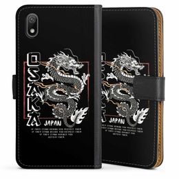 DeinDesign Handyhülle Japan Drache Meer Osaka Dragon, Huawei Y5 (2019) Hülle Handy Flip Case Wallet Cover Handytasche Leder, schwarz