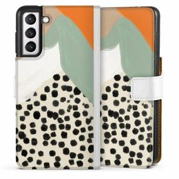 DeinDesign Handyhülle Boho Kunst Abstrakt Crazy Life Art 03 Boho, Samsung Galaxy S21 5G Hülle Handy Flip Case Wallet Cover, weiß