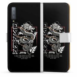 DeinDesign Handyhülle Japan Drache Meer Osaka Dragon, Samsung Galaxy A7 Duos (2018) Hülle Handy Flip Case Wallet Cover, weiß