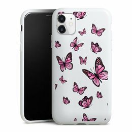 DeinDesign Handyhülle Schmetterling Muster Motiv ohne Hintergrund Schmetterlinge Pink, Apple iPhone 11 Silikon Hülle Bumper Case Handy Schutzhülle