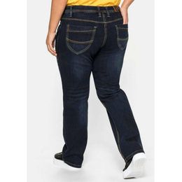 sheego Stretch-Jeans Große Größen mit gerader Beinform, individuelle Used-Effekte, blau