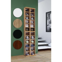 Vcm Holz CD DVD Stand Regal CD Regal mit Platz f&uuml;r 408 CDs oder 144 DVDs oder 80-Videos Ma&szlig;e: H. 183 x B. 42 x T. 20 cm Elegantes CD/DVD Regal Blu ray Regal &ndash; Almera