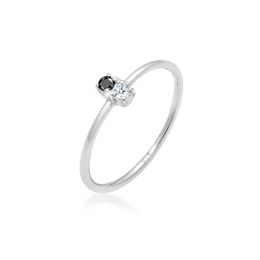 Elli DIAMONDS Verlobungsring »Bi-Color Schwarzer Diamant (0.06 ct.) 925 Silber« Silber 54 mm Modischer Damen Geo Ring aus 925er Sterling Silber