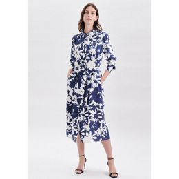 Seidensticker Sommerkleid »Schwarze Rose« Langarm Kragen Floral blau XS34 - Normalgrößen Normalgrößen XS34 Passform: Regular