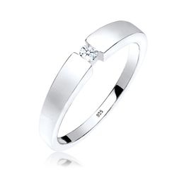 Elli DIAMONDS Verlobungsring »Klassisch Bandring Diamant 0.06 ct. 925 Silber« Weiß 54 mm Aufregend funkelnder Diamantring für Damen