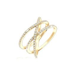Elli Fingerring »Verschlungen Kristalle 925 Silber« Gold 58 mm Elegant funkelnder Ring für Damen