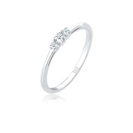 Elli DIAMONDS Verlobungsring »Verlobungsring Diamant (0.06 ct.) Zart 925 Silber« Silber 52 mm Verlobungsring für Damen mit funkelndem Diamant im...