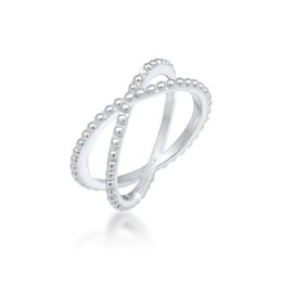Elli Fingerring »Wickelring Criss Cross Kugel 25 Silber« Silber 52 mm Extravaganter Ring für Damen