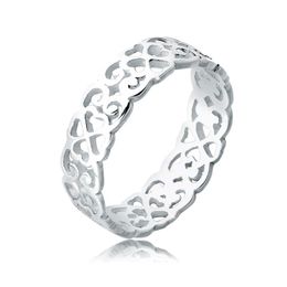 Elli Fingerring »Herz Kleeblatt Ornament Cut Out 925 Silber« Silber 56 mm Filigraner Ring für Damen