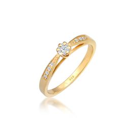 Elli DIAMONDS Verlobungsring »Verlobung Diamant (0.085 ct.) Blume 585 Gelbgold« Gold 56 mm Eleganter Ring aus feinem 585 Gelbgold