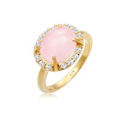 Elli Premium Fingerring »Rose Quartz Topas Edelstein 925 Sterling Silber« Gold 54 mm Eleganter Quartz Topas Ring 925 Sterling Silber