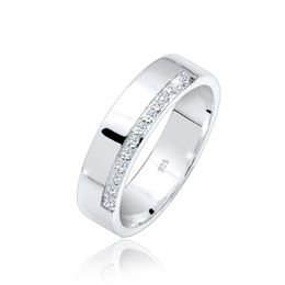 Elli DIAMONDS Verlobungsring »Bandring Basic Diamanten (0.06 ct.) 925 Silber« Weiß 54 mm Verlobungsring für Damen Diamant Brillantschliff