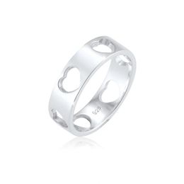 Elli Fingerring »Herz Liebe Cut Out Bandring 925 Silber Loreena« Silber 52 mm Eleganter Ring aus 925er Sterling Silber